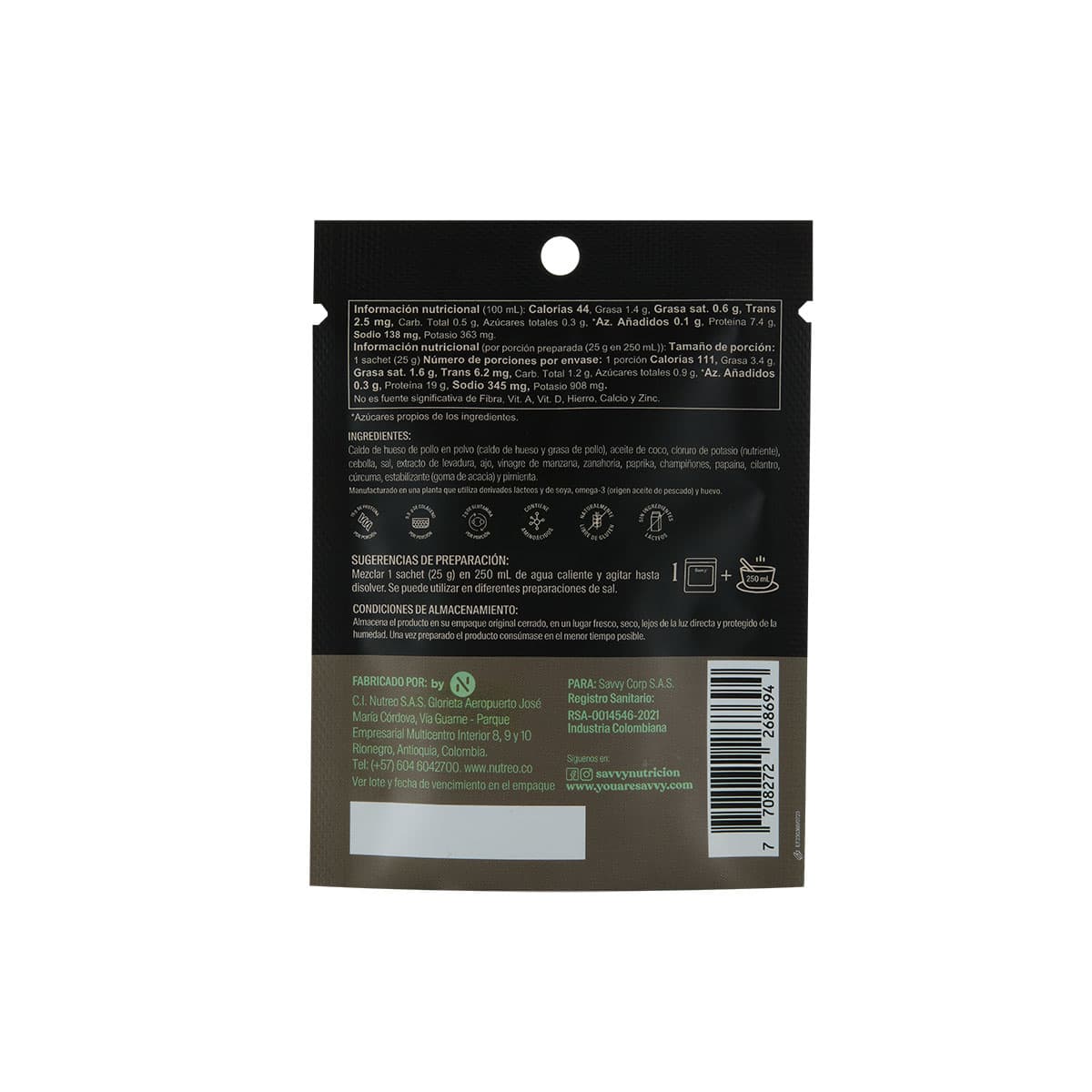 BONE BROTH POWER SALTED SACHET SAVVY * 25 G – Frutos & Semillas